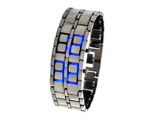 Fashion Trendy Japan Iron Samurai LED Metal Wrist Watch Lava LED For Mens