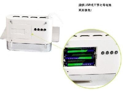 LCD Digital Alarm Clock Thermometer + 4-Port USB HUB + Message Board Green Light