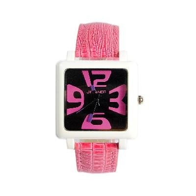 Women Mens Big Dial Big Numeral Quartz Watch Wrist Watch Black PU Belt