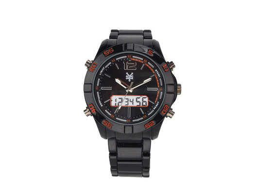 Japan Movement Analog Digital Wrist Watch For Men With EL Back Light Dual Time Display