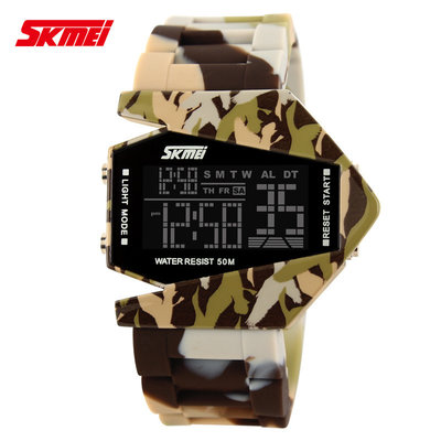 Camo Design LCD Analog Watch USA European Market Metal Case Silicone Band