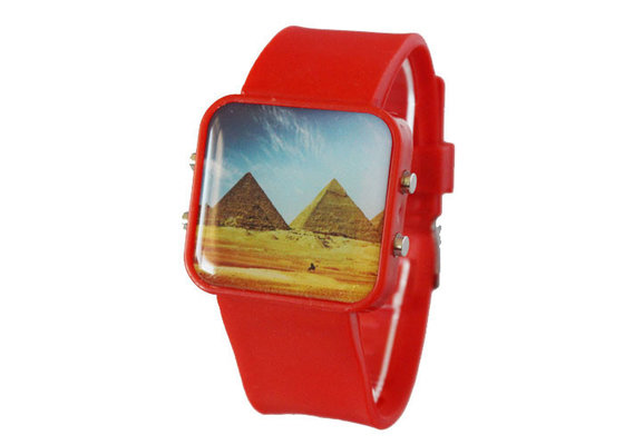 Big Square Pattern Touch Screen Digital Watches Stainless Steel Back for Children