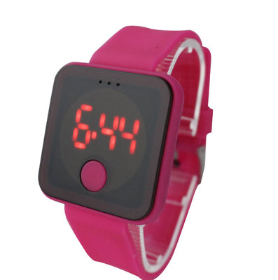 Custom Colorful LED Digital Wrist Watch With Soft Strap , Lithium Battery
