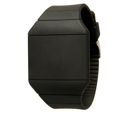 Black Rubber Men LED Digital Sports Watch With Skull Logo Print For Halloween Gift