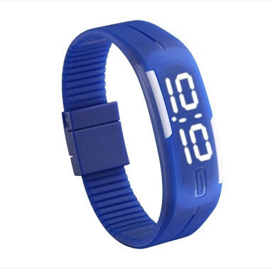 Water Resistant Rubber White Light Led Digital Wrist Watch For Man In Black , Blue