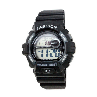 Outdoor Adult Black Strap Digital Wrist Watch 24 Hour System , Water Resistant