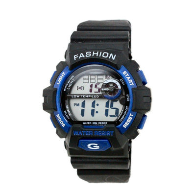 Outdoor Adult Black Strap Digital Wrist Watch 24 Hour System , Water Resistant