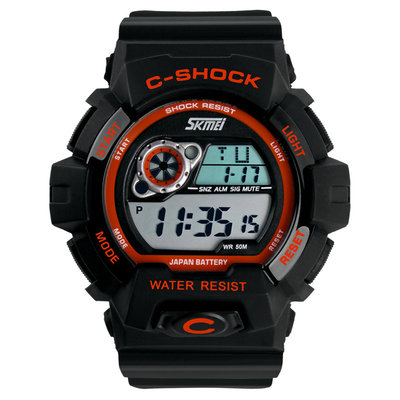 5 ATM Cool LCD EL Backlight Watch For Men , Waterproof Wrist Watch