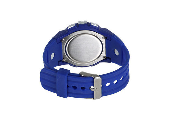 OEM Blue Sport LED Digital Sport Watches With Stainless Steel Case Back