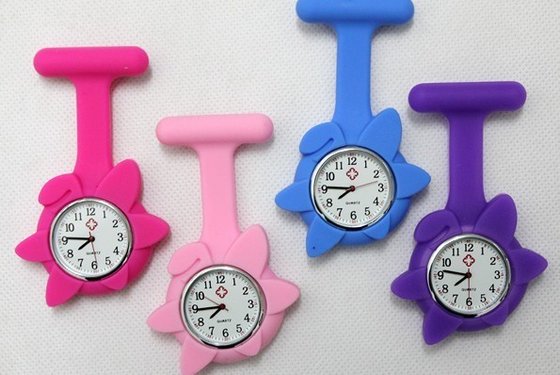 Flower shape Silicone Wristband Watch, spin pocket watch rubber quartz watch