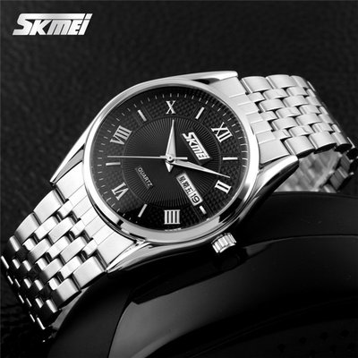 Mens Classical Design Japanese Movt Analog Quartz Watches Water Resistant Metal Strap