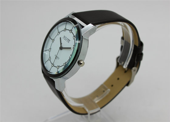 PCP Female Luxury Black Leather Analog Quartz Watch With Alloy Case
