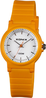 Orange Round Sports Plastic Kids Analog Quartz Watch For Boys Swimming
