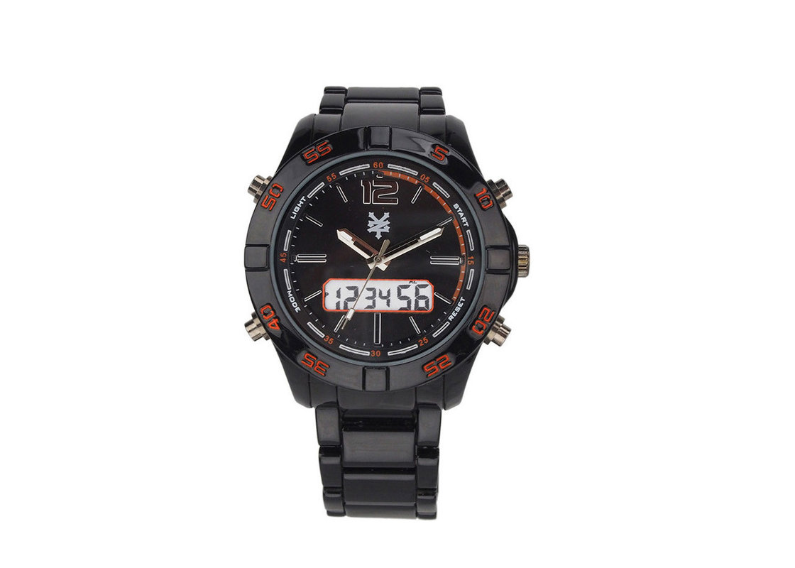 Japan Movement Analog Digital Wrist Watch For Men With EL Back Light Dual Time Display