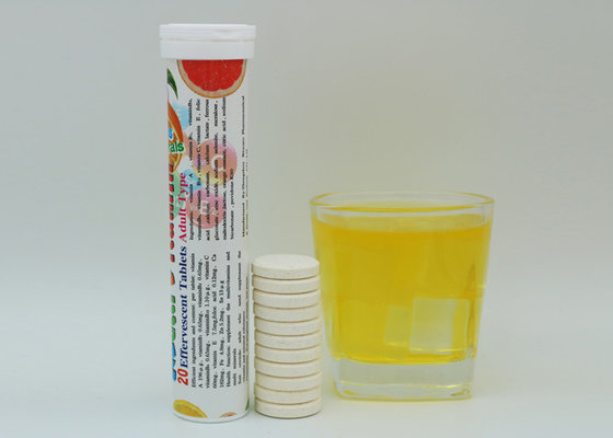Sweet / Sour Vit C Effervescent Tablets , Round Shape Calcium Effervescent Tablets