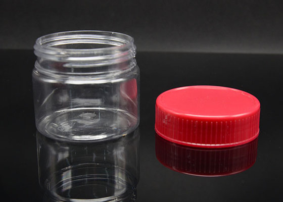 110ml cosmetic clear PET jars with red lid
