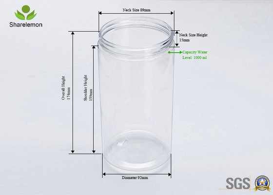 transparente kosmetische Plastikgläser 1000ml mit silberner Kappe für Tee-Verpackung