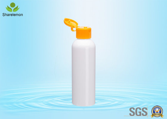 füllt Plastikkosmetik 120ml Plastikzylinder-Flaschen mit gelber Überwurfmutter ab