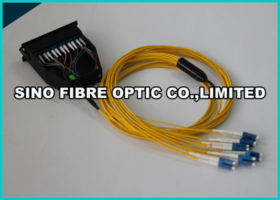 Fiber Optic Assembly 12F MPO To LC Breakout Cable 40 Gig 9 / 125um With Cassette
