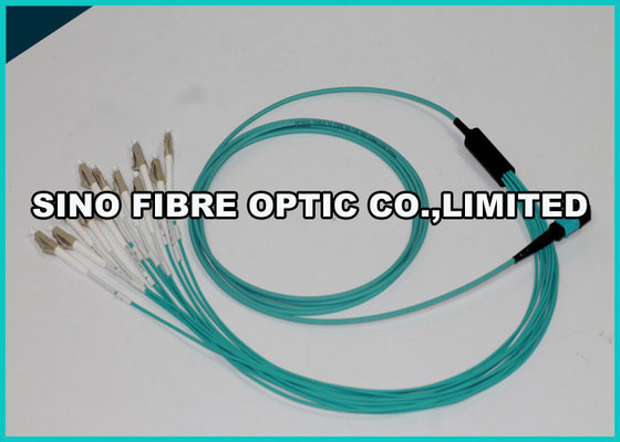 Harness Aqua MPO To LC Cable , OM3 LSZH Fiber Optic Cable Multimode