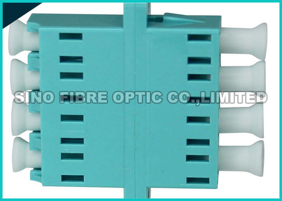 Aqua Quad LC to LC Fiber Optic Adapter 10G OM3 Multimode 50 / 125um