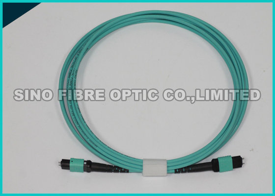 Pinned MPO Fiber Optic Cable Aqua Outer Sheath MPO Patch Cord 10 Meters Length