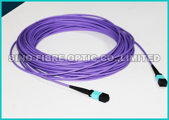 Violet 100G MPO Fiber Optic Cable Multimode 24 OM3 Optic Trunk  LSZH Cable