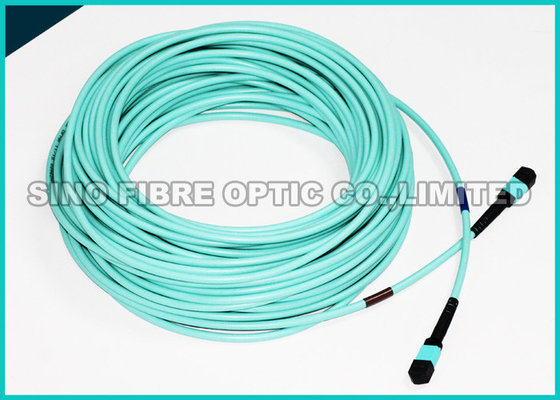 10 Foot MPO to MPO Fiber Optic Cable 8 Aqua Trunk OFNR Plenum Cable Polarity B