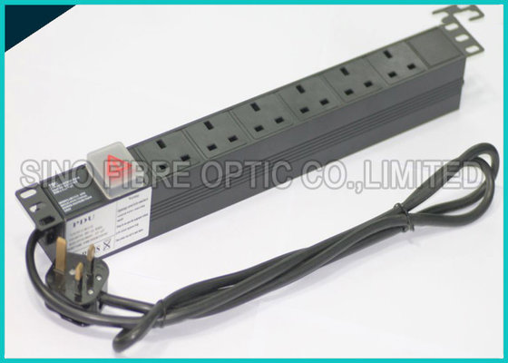 Power Distribution Unit 6 Way UK Socket 19 Horizontal Rack PDU C14 Plug