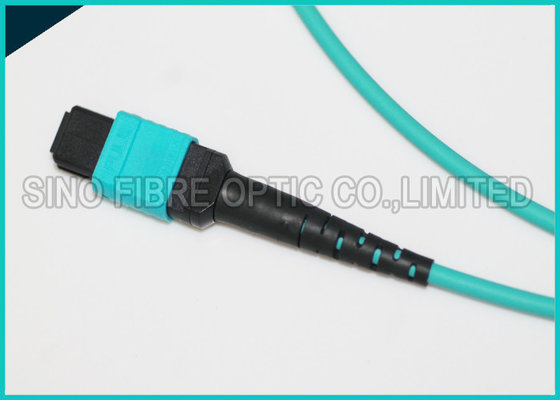 100Gbps 24F MPO Fiber Optic Cable Multimode OM3 Trunk Polarity B Aqua Patch Cable