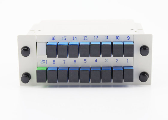 Cassette Type Fiber Optic PLC Splitter 1 x 16 Low PDL With Wide Operating Wavelength