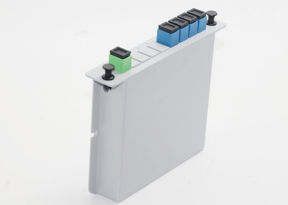 Plug - In Type Fiber Optic PLC Splitter 1 x 4 SC PC Slot Box For PON Networks