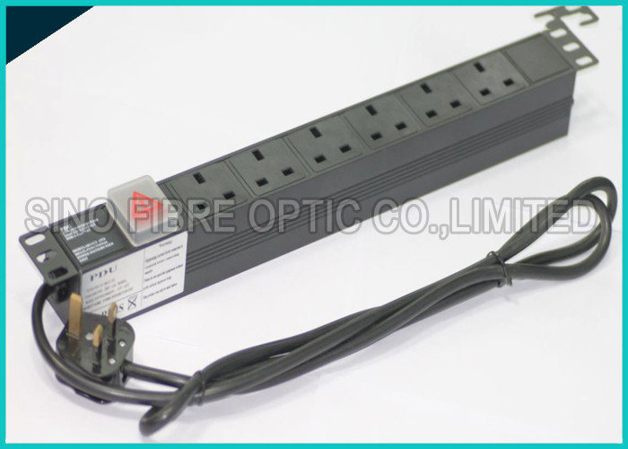 Power Distribution Unit 6 Way UK Socket 19 Horizontal Rack PDU C14 Plug