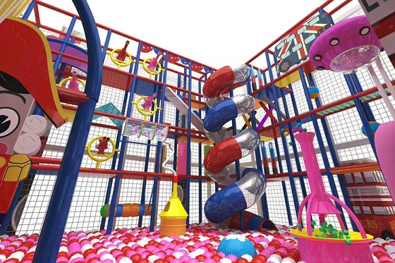 Supermarket Ball Pit Kids Indoor Playground With Slide Trampoline Big Ball Pool