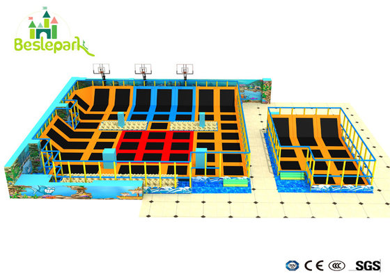 PP Material Mat Large Indoor Trampoline Centre With Basket Ball Equipemnt