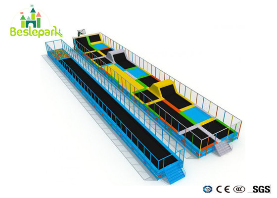 Kids / Adults Extreme Trampoline Park , Trampoline Center Equipment With Safety Mat
