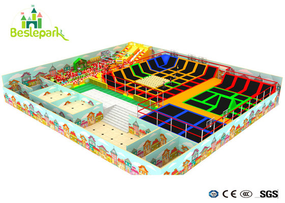 Kids / Adults Extreme Trampoline Park , Trampoline Center Equipment With Safety Mat