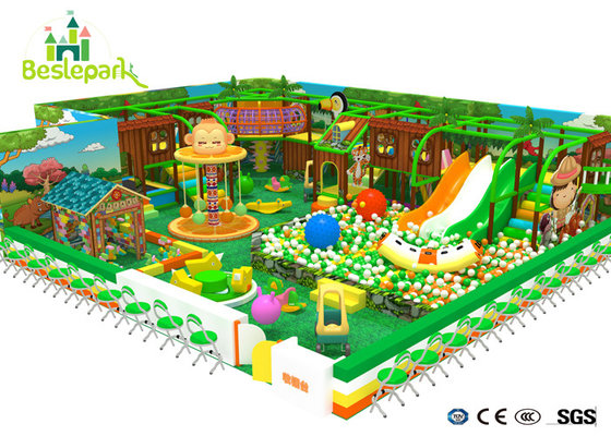 Customized Toddler Indoor Gym Anti - Skid With Trampoline 15.86 * 7.32 * 8M