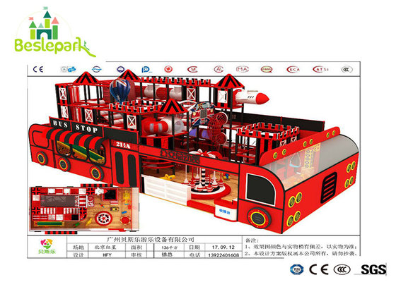 Kids Play Indoor Soft Playground Red / Black Color With Electric Basketball Games