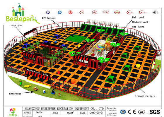 Space Theme Kids Indoor Playground With Big Trampoline Park DM 50M