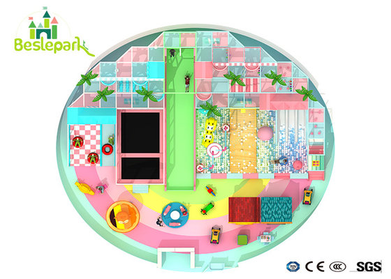 Macaron Theme Kids Plastic Indoor Playground With Slide Multi - Functional