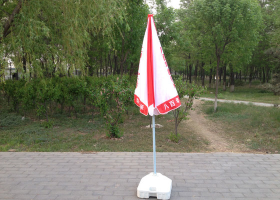High Grade Custom Printed Beach Umbrellas Red And White For Shops Promotion