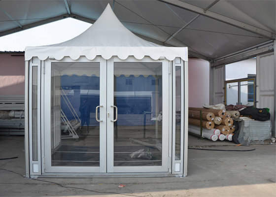 3 X 3m White PVC Party Pavilion Tent , Outside Gazebo Tent With Glass Wall Windows