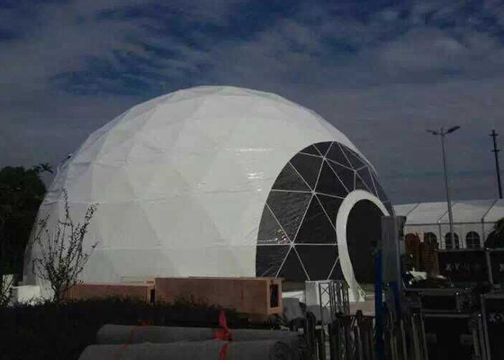 Lightest Geodesic Dome Tent Strong Steel Structure 12M Diameter With Transparent Cover