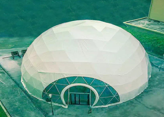 Strongest Outdoor Geodesic Dome Tent White PVC With Wind Resistant Sidewall