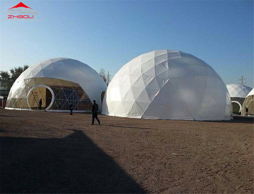 백색 PVC 직물 쉬운 임명을 가진 20m 직경 지오데식 돔 천막