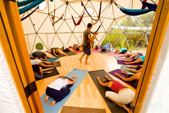 Galvanized Tube Frame Outside Spherical Dome Tent For Yoga Enthusiasts
