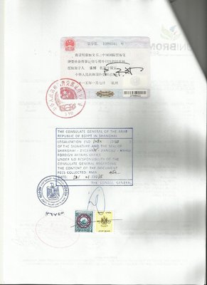 Trademark registration certificate/business license/invoice/certificate of origin/Egyptian embassy /7 working days