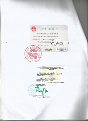 Indonesian embassy certification/business document / 12 working days.