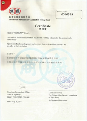 Turky exporter registration form/Hong Kong embassy certification /3 working days.